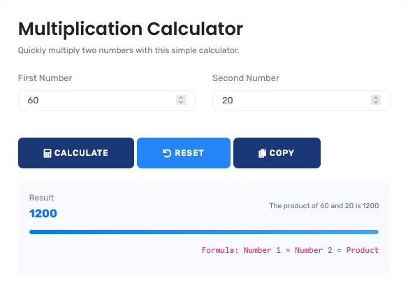 Multiplication Calculator - Free Online Multiplication Tool | Utilixea